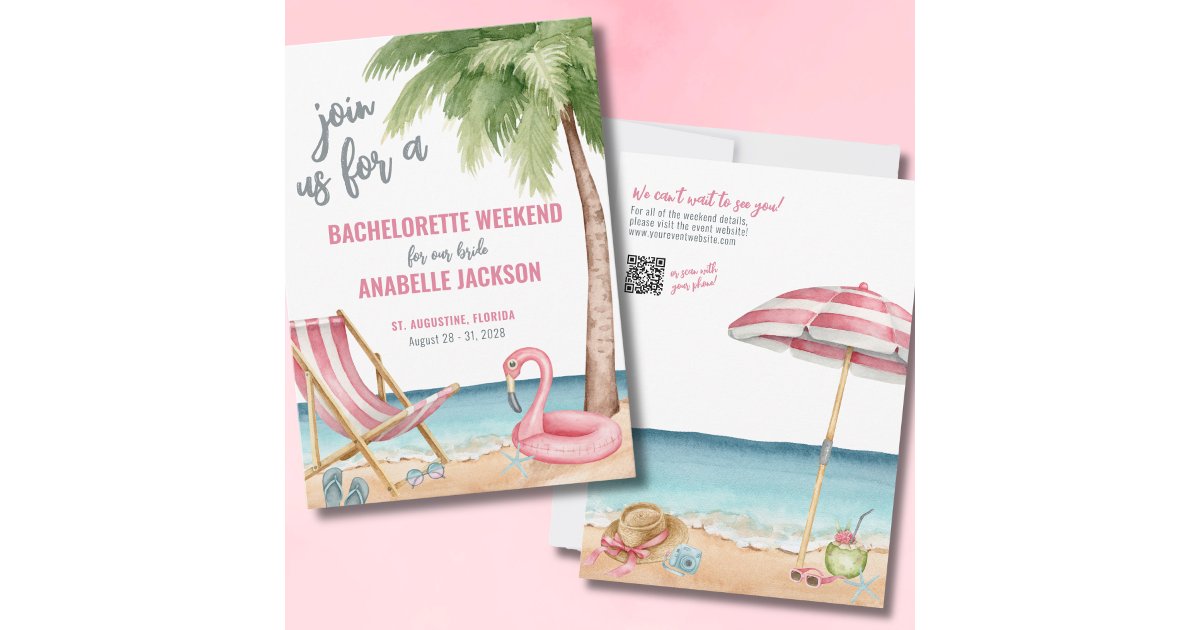 Girls Weekend Beach Bachelorette QR Code Invitation | Zazzle