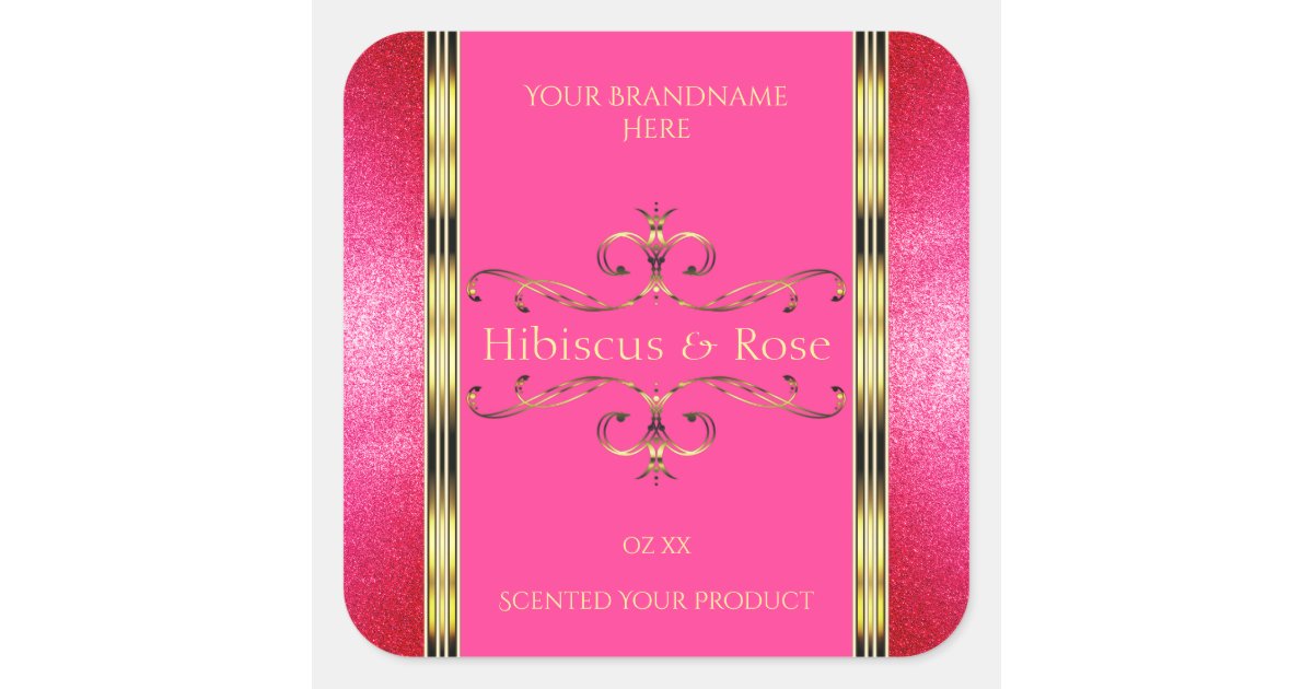 Girly Pink and Gold Product Labels Glitter Borders | Zazzle