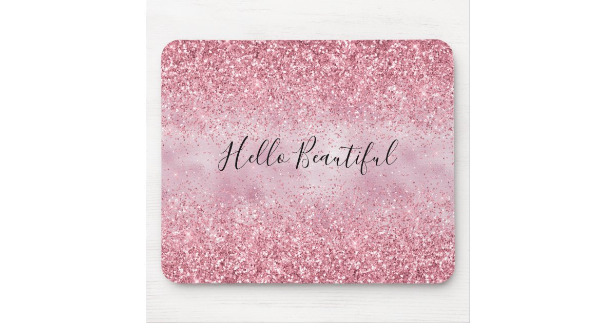 Girly Pink Glam Glitter sparkle Mouse Mat | Zazzle