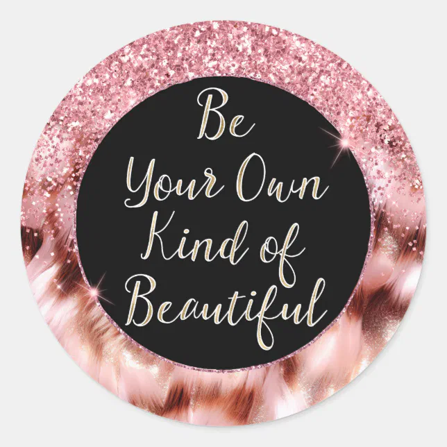 Girly Rose Glitzy Sparkle Gold Zebra Glitter Classic Round Sticker | Zazzle