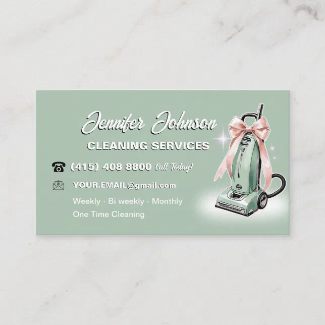 Girly Vacuum Cleaner House Cleaning Services Business Card | Zazzle