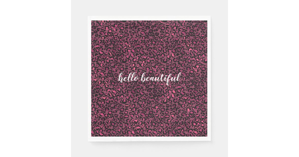 Glam Pink Black Leopard Print Napkin | Zazzle