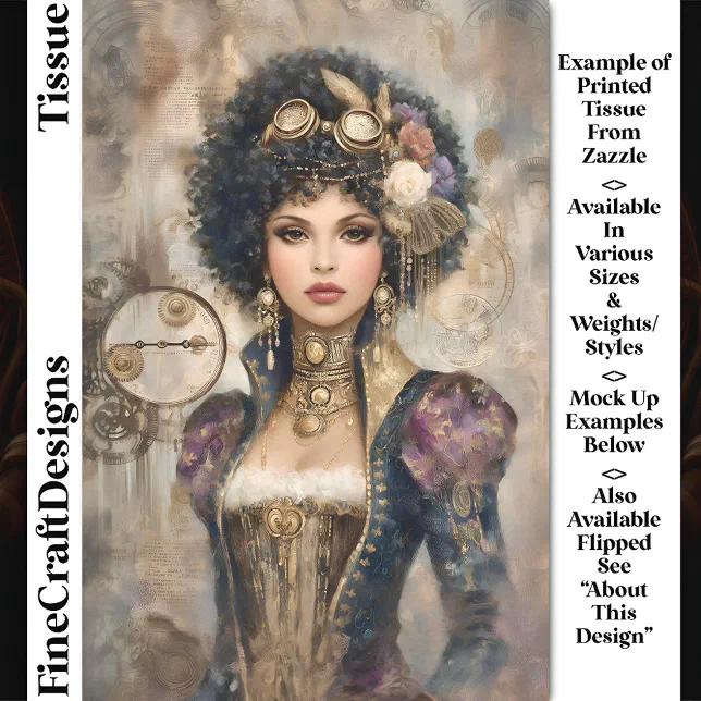 Glamourous Steampunk Woman DM2L Decoupage Tissue Paper | Zazzle