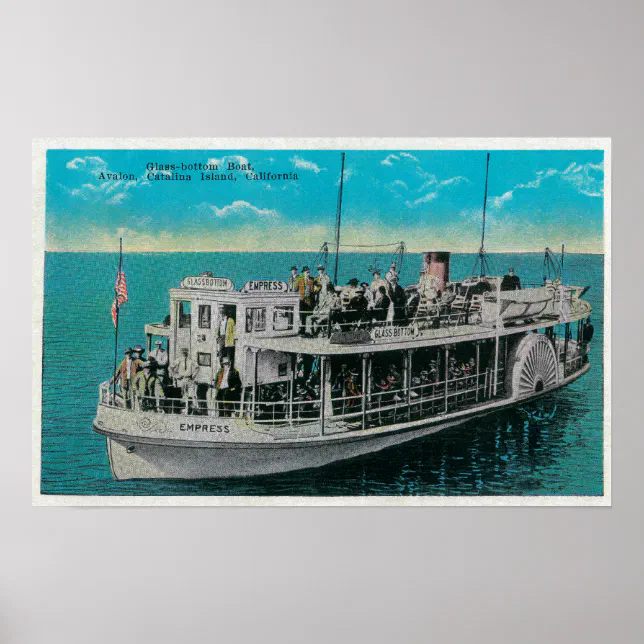 Glass Bottom Boat in Avalon, Catalina Island Poster | Zazzle