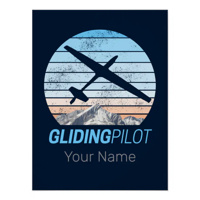 Gliding Pilot Vintage Aviator Sunset Aeroplane Poster | Zazzle