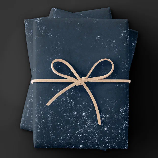 Glimmery Navy Grunge | Dark Sapphire Blue Damask Wrapping Paper Sheet ...