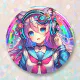 Glitchcore Colourful Anime Girl Artwork Classic Round Sticker | Zazzle