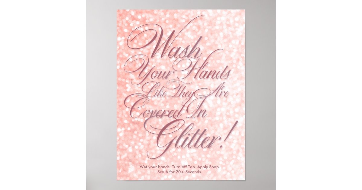 Glitter Hand Washing Sign | Zazzle