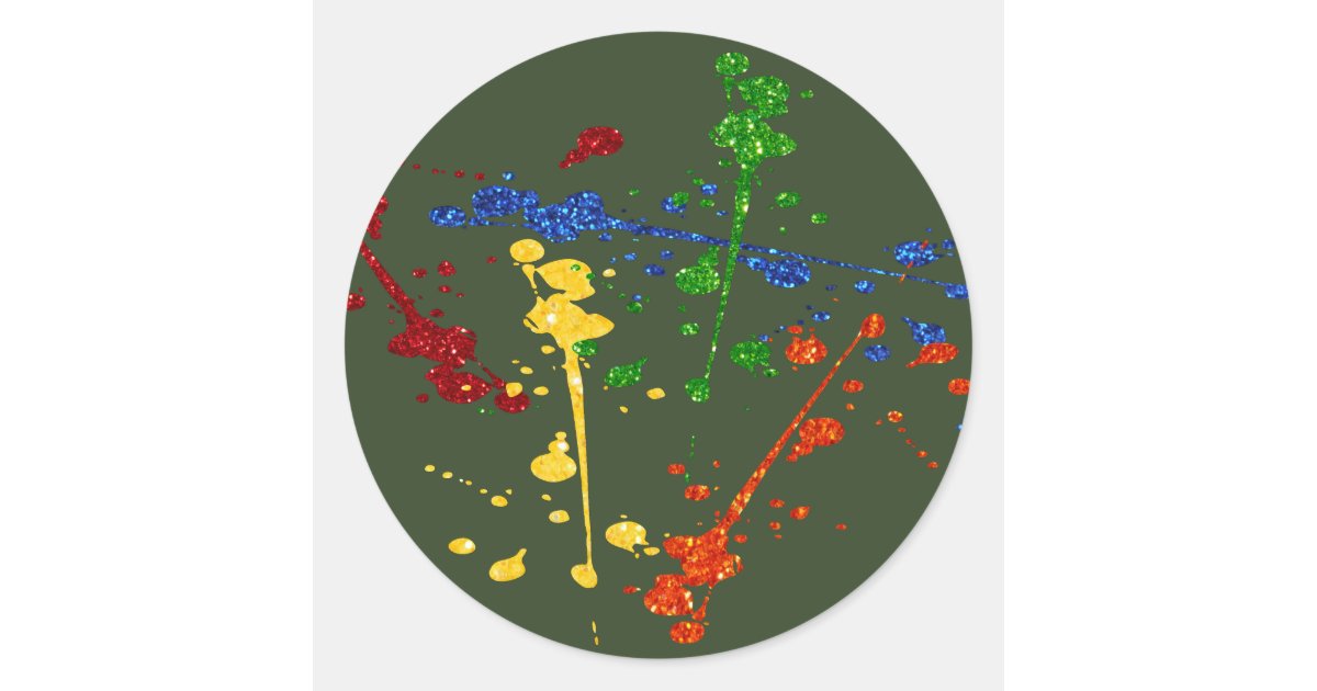 Glitter Paintball Party Paint Splatter Classic Round Sticker | Zazzle