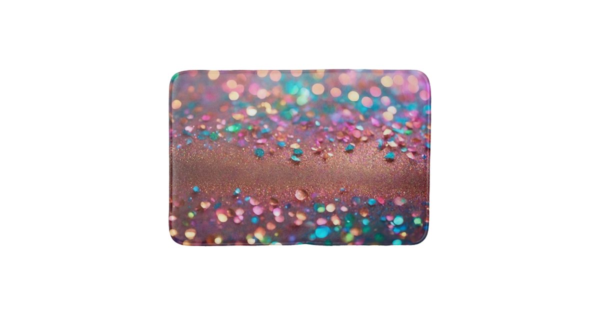 Glitter Trendy Opal Holographic Collection Bath Mat | Zazzle