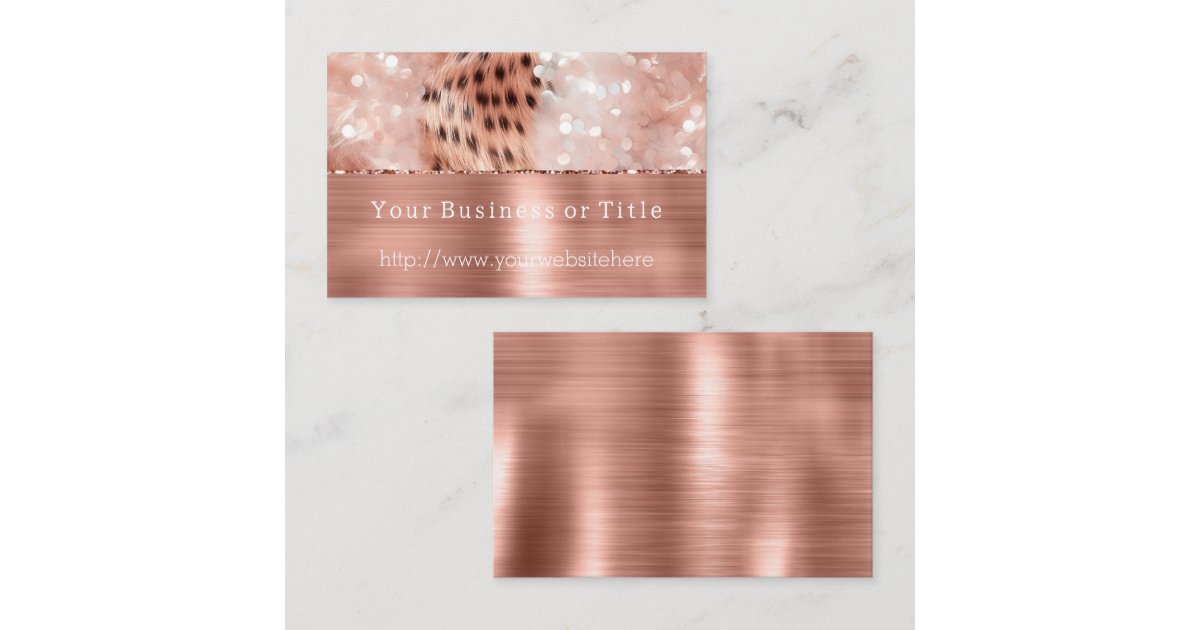 Glitzy Rose Gold Sparkle Cheetah Business Card | Zazzle