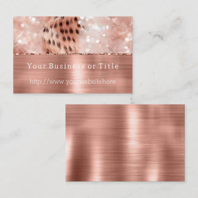 Glitzy Rose Gold Sparkle Cheetah Business Card | Zazzle