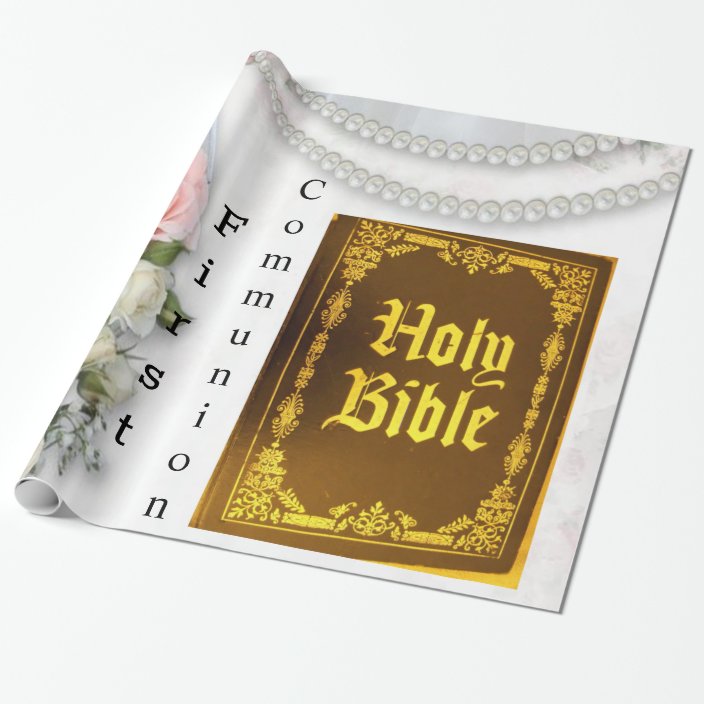 Glossy Wrapping Paper, Holy Bible First Communion Wrapping Paper ...