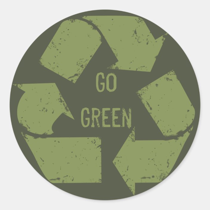 Go Green Recycle Logo Classic Round Sticker | Zazzle.co.uk