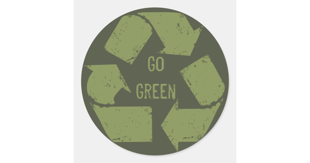 Go Green Recycle Logo Classic Round Sticker | Zazzle