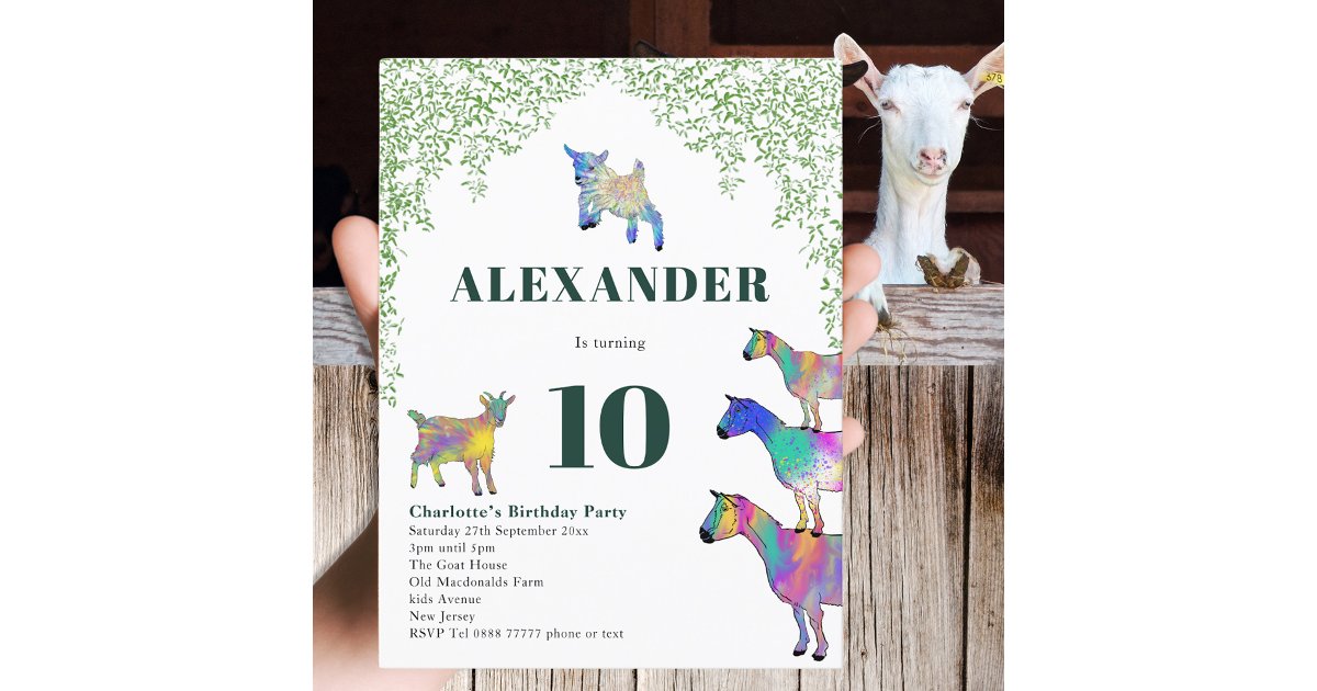 Goats Themed Birthday Party Invitation Postcard | Zazzle