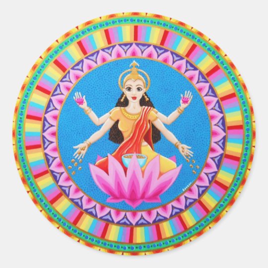 Goddess Lakshmi mandala Classic Round Sticker | Zazzle.co.uk