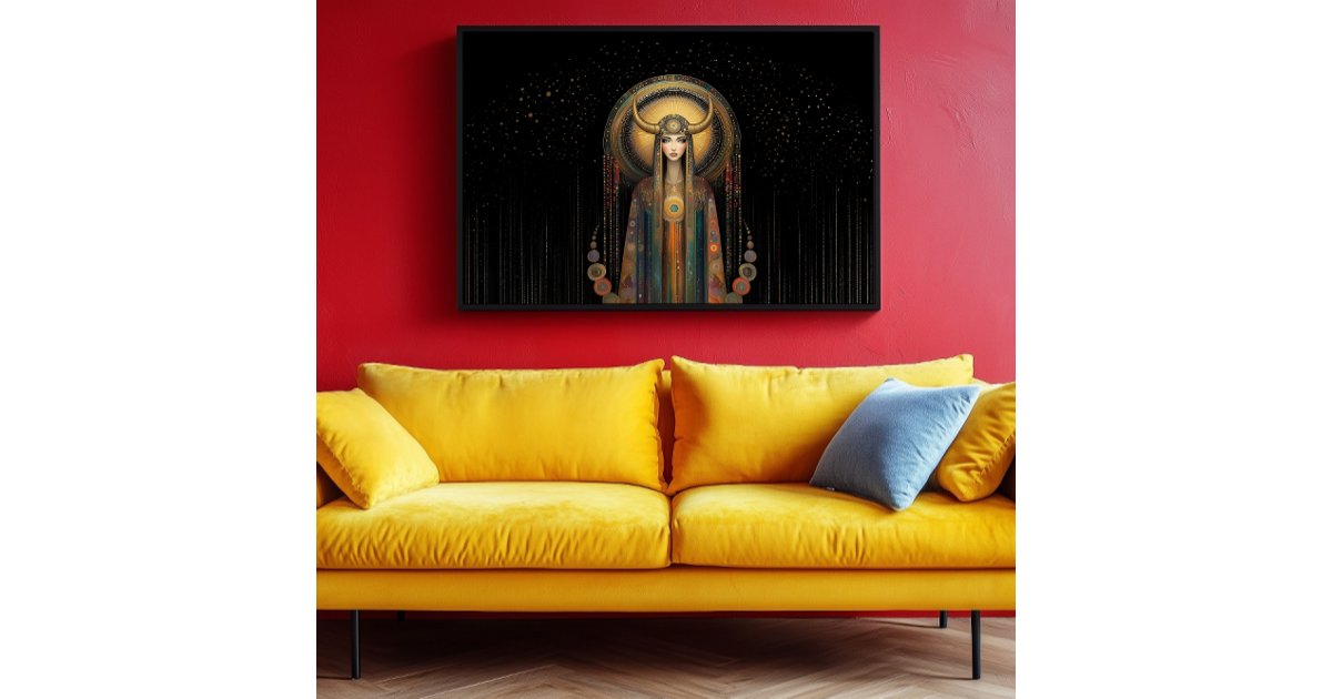 Goddess Lilith Rainbow Gold Black Art Nouveau Poster | Zazzle
