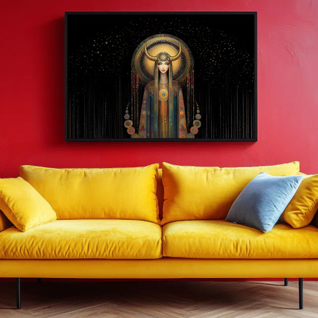 Goddess Lilith Rainbow Gold Black Art Nouveau Poster | Zazzle