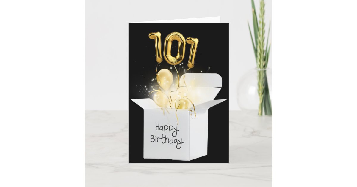 Gold 101st Birthday Balloons In White Box Card | Zazzle