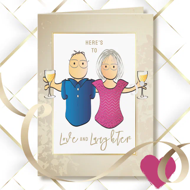 Gold Anniversary Couple Cartoon Congratulations Card | Zazzle