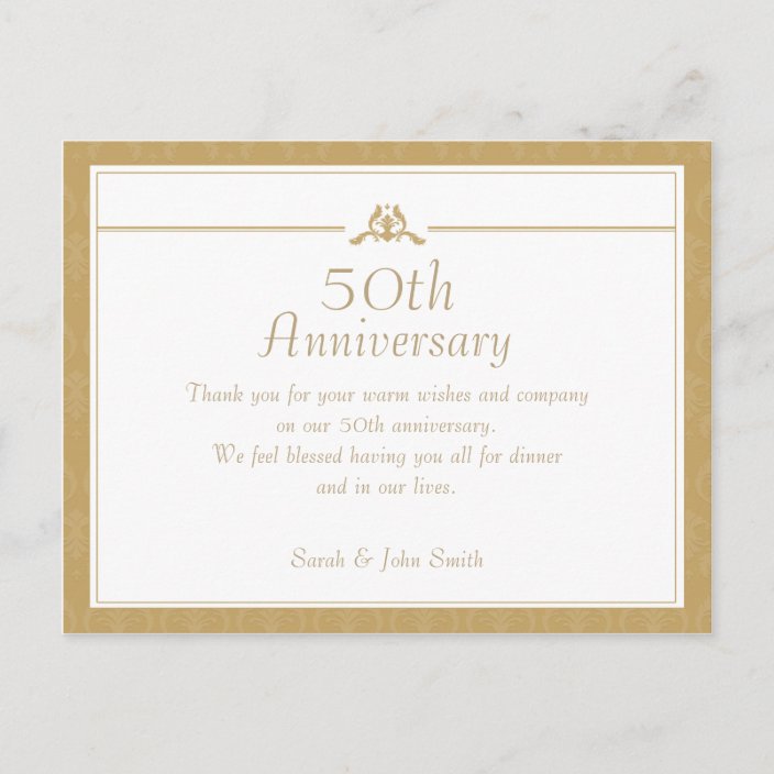 Gold Anniversary Thank You Postcard Zazzle co uk gold-anniversary-thank-you-postcard-zazzle-co-uk
