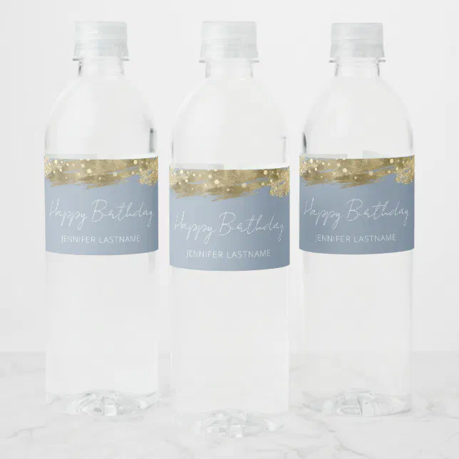 Gold Birthday Party Any Year Water Bottle Label | Zazzle
