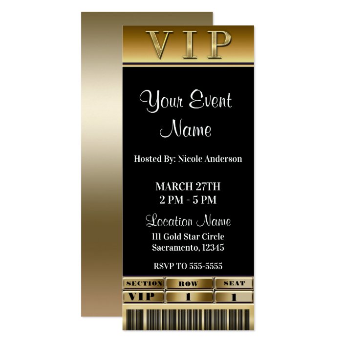 Gold & Black Elegant Dinner Party VIP Ticket Invitation | Zazzle.co.uk