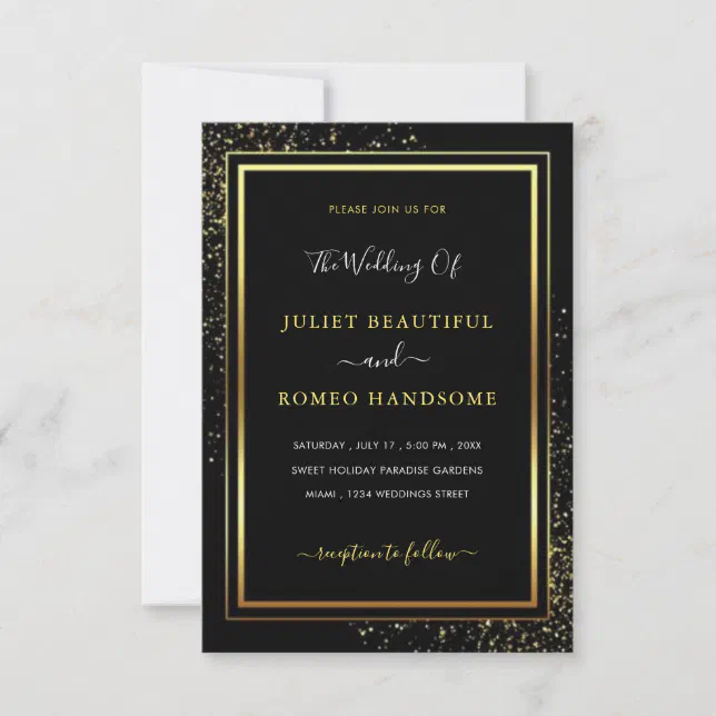 Gold Black Wedding Invitation Your Font or Colors | Zazzle
