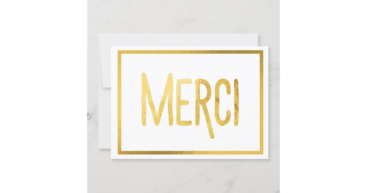 Gold Border Merci Custom Thank You Cards | Zazzle