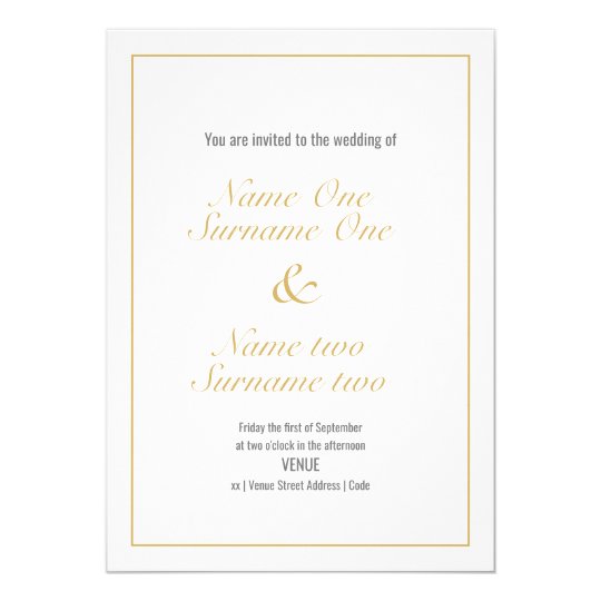 Gold border wedding invitation | Zazzle.co.uk