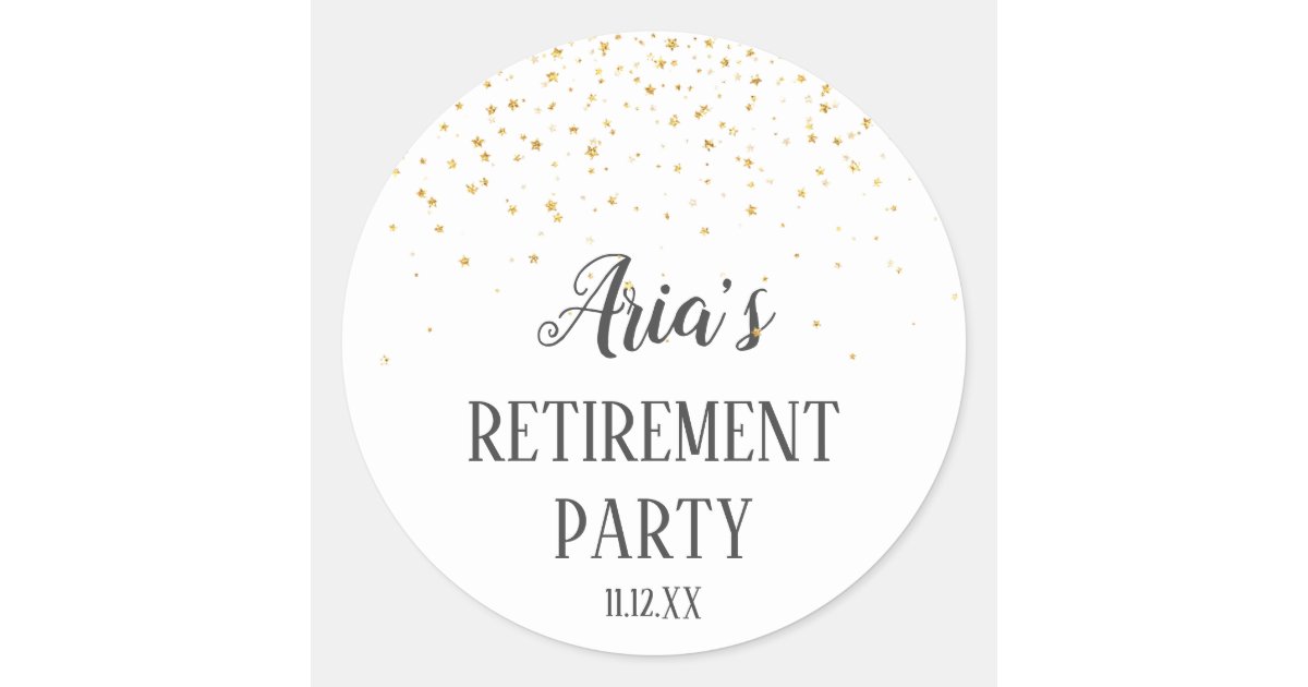 Gold Confetti Retirement Party Envelope Seals | Zazzle