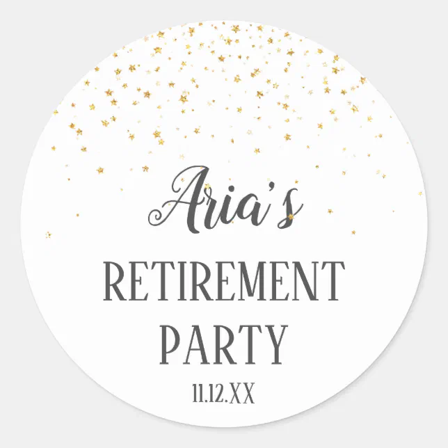 Gold Confetti Retirement Party Envelope Seals | Zazzle