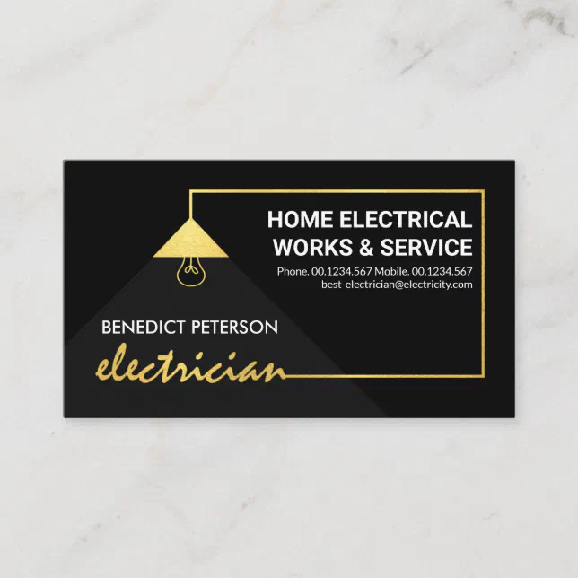 Gold Electrician Power Cable Electrical Repairs Business Card | Zazzle