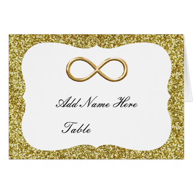 Gold Glitter Gold Infinity Table Place Card | Zazzle