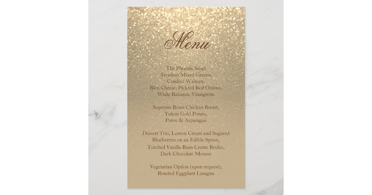 Gold Glitter - Menu | Zazzle