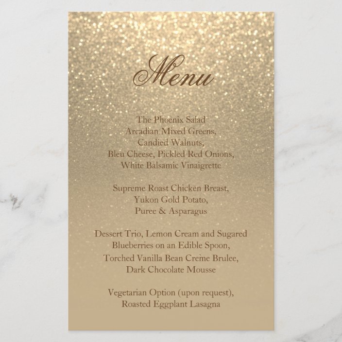 Gold Glitter - Menu | Zazzle.co.uk
