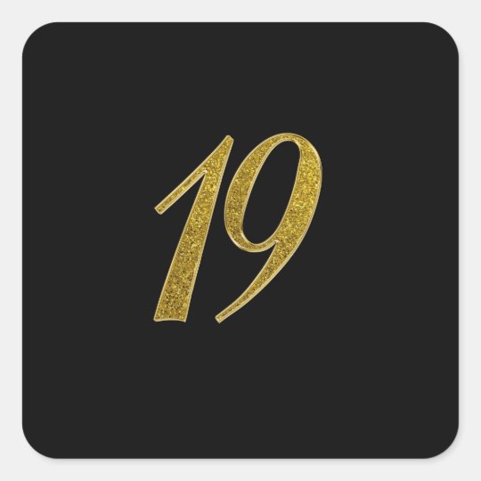 Gold Glitter Number 19 Square Sticker | Zazzle.co.uk