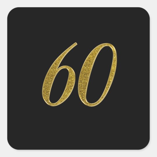 Gold Glitter Number 60 Square Sticker | Zazzle.co.uk