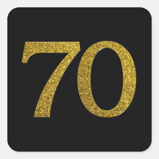 Gold Glitter Number 70 Wide Font Square Sticker | Zazzle.co.uk