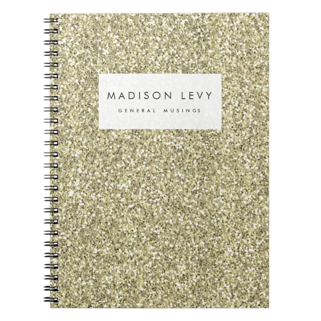 Gold Glitter Personalised Journal Notebook | Zazzle