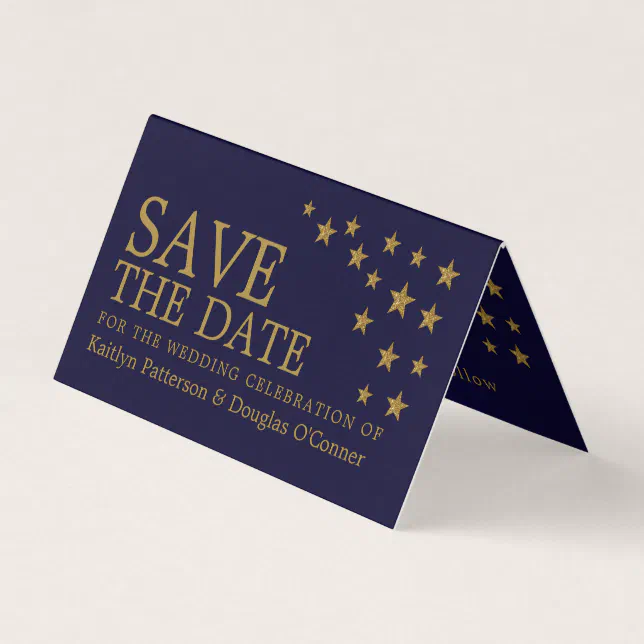 Gold Glitter Stars Photo Save The Date Card | Zazzle