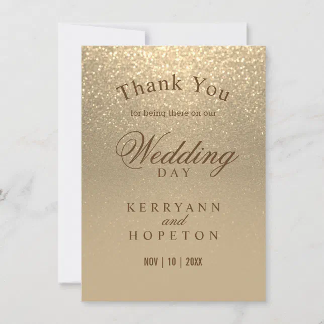 Gold Glitter - Thank You | Zazzle