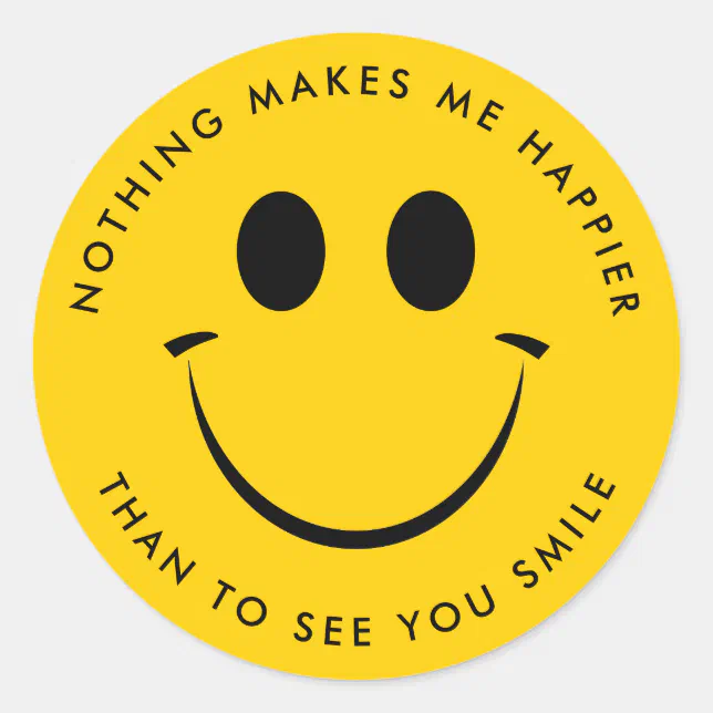 Gold Happy Face Personalised Classic Round Sticker | Zazzle