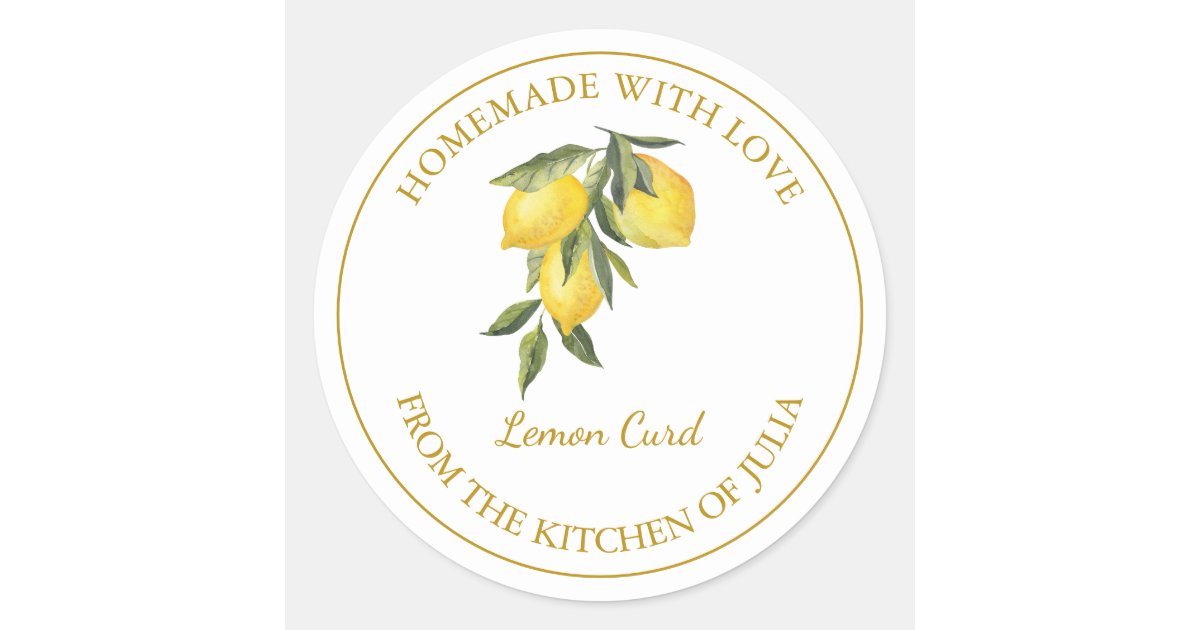 Gold Homemade Lemon Curd Label | White | Zazzle