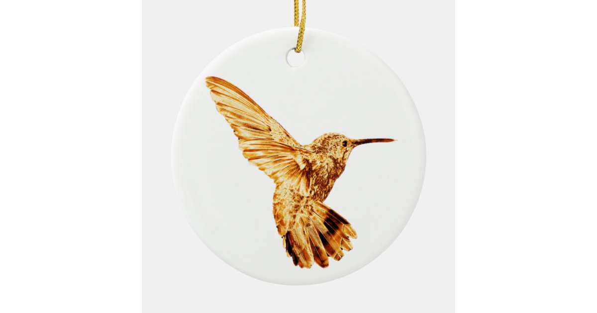 Gold hummingbird ornament | Zazzle
