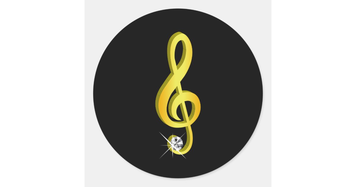 Gold Icon of a Musical Note G-Clef Classic Round Sticker | Zazzle