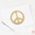 Gold Jewels Peace Sign Classic Round Sticker | Zazzle