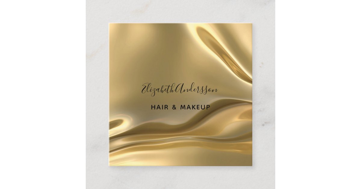 Gold meallic profile photo qr code square business card | Zazzle