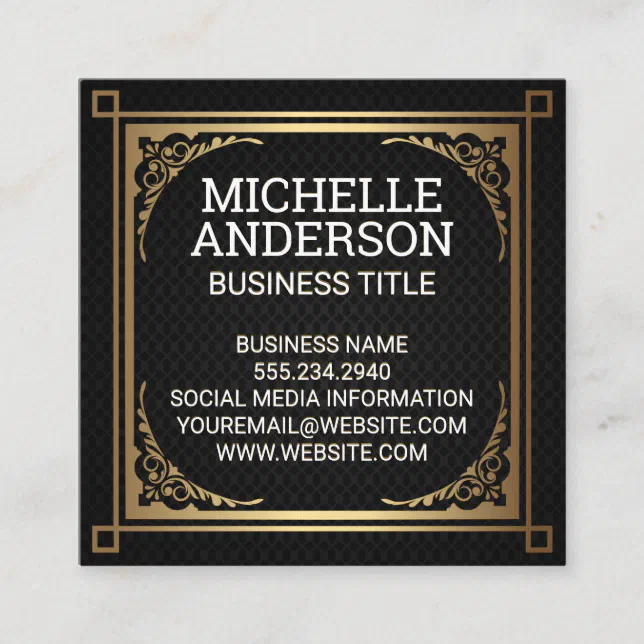 Gold Metallic Border | Black Mesh Loyalty Card | Zazzle